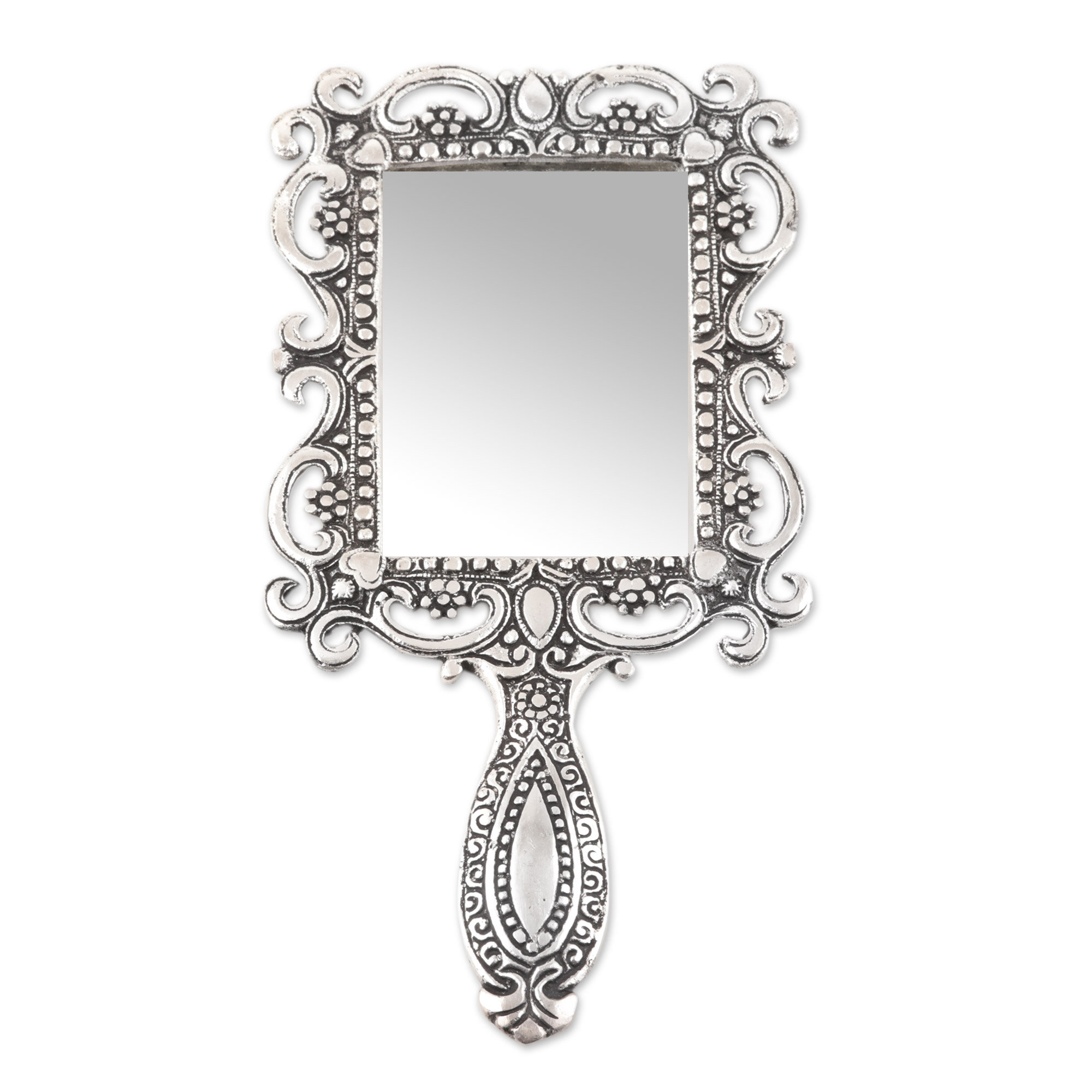 Fleur De Lis Living Handmade Floral Splendor Hand Mirror | Wayfair