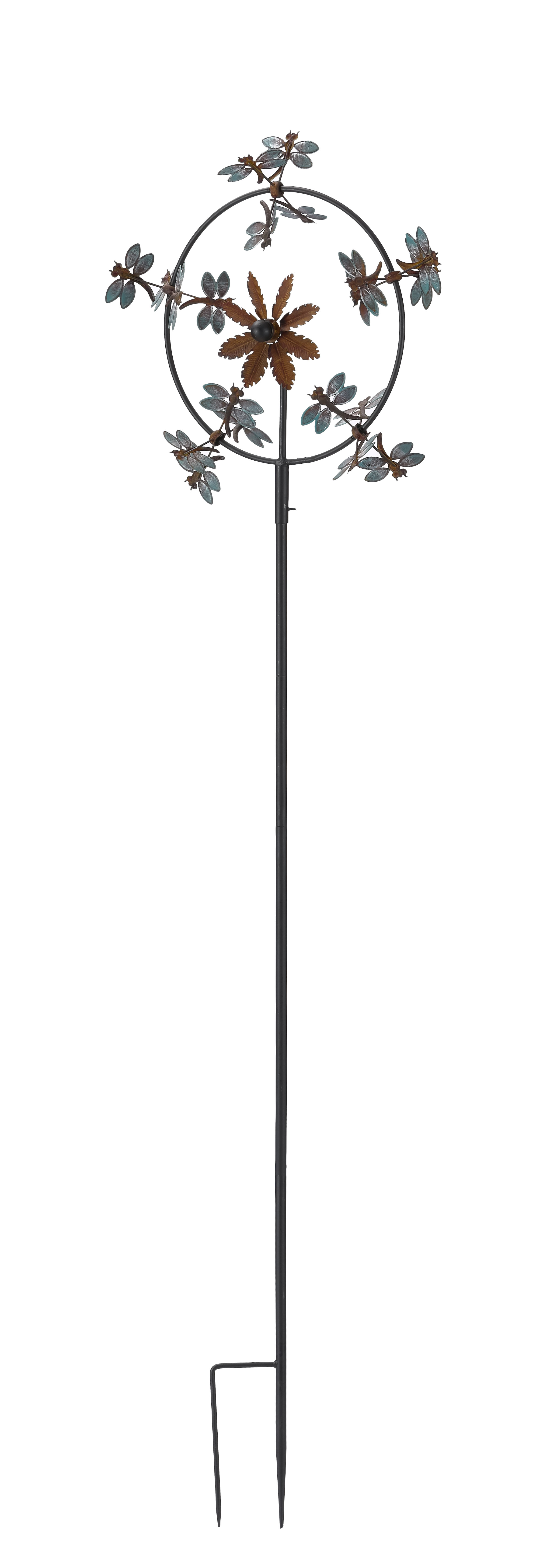 Arlmont & Co. Rustic Dragonfly Kinetic Wind Spinner Outdoor Metal ...