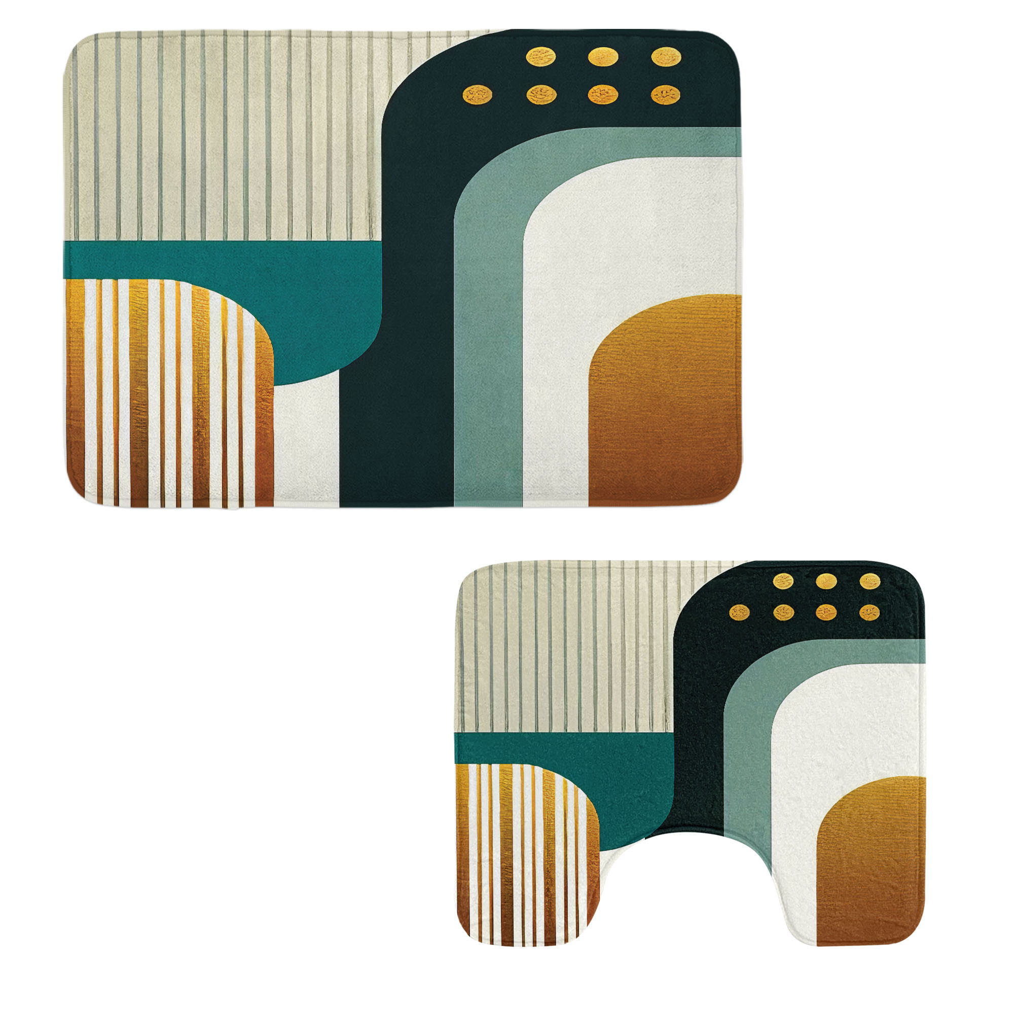 East Urban Home Abstract Modern Bathroom Rug Set 2 Pieces Rectangle ...