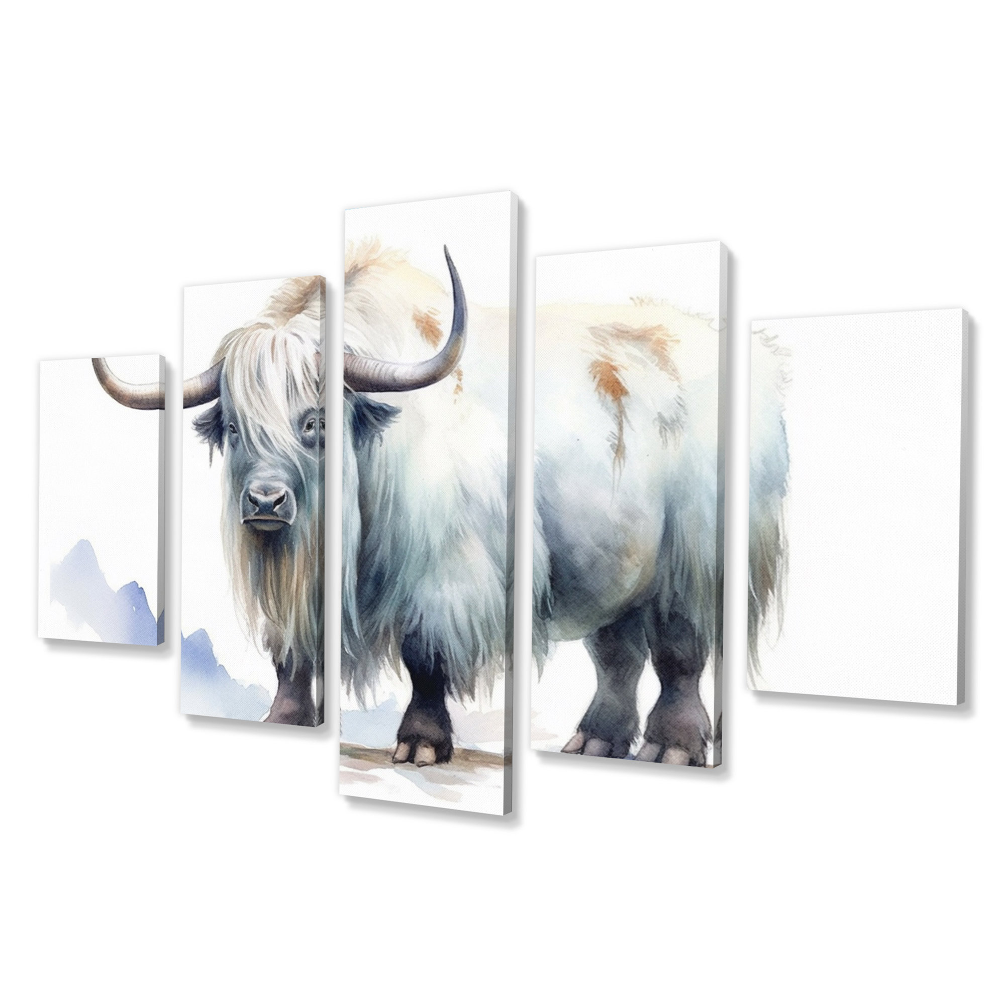 Design Art Domestic Yak III - Animals Canvas Print - 5 Panels | Wayfair