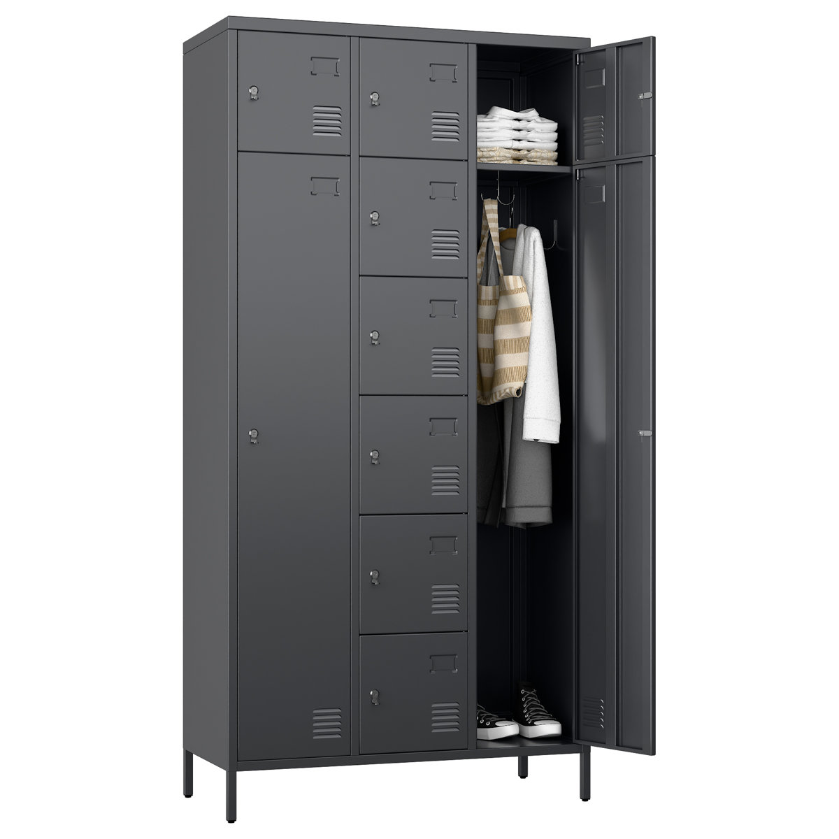 REEMOON 72" H Metal Storage Lockers with 10 Doors and Rod,Industrial ...