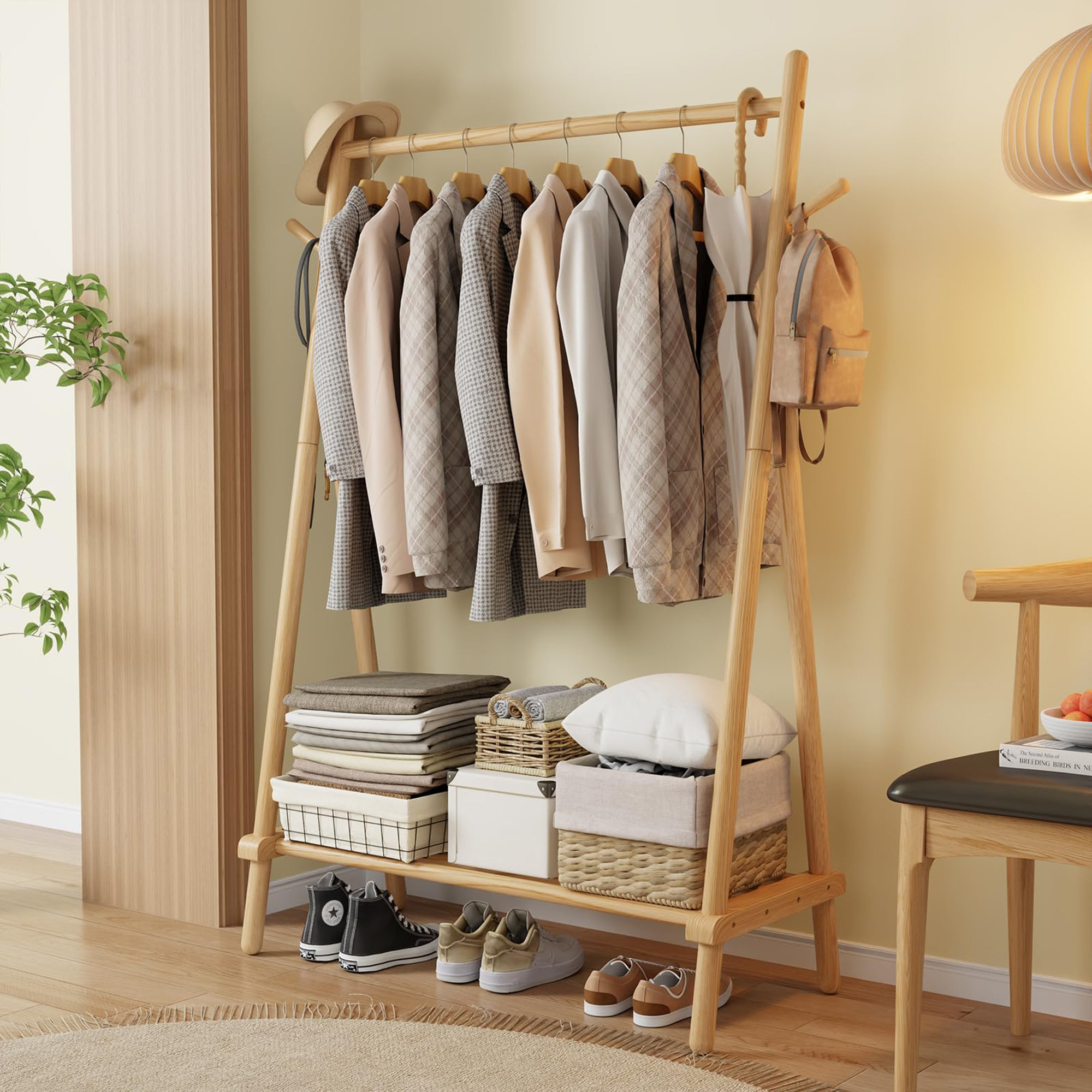 BINNBOX Solid Wood Clothes Rack | Wayfair
