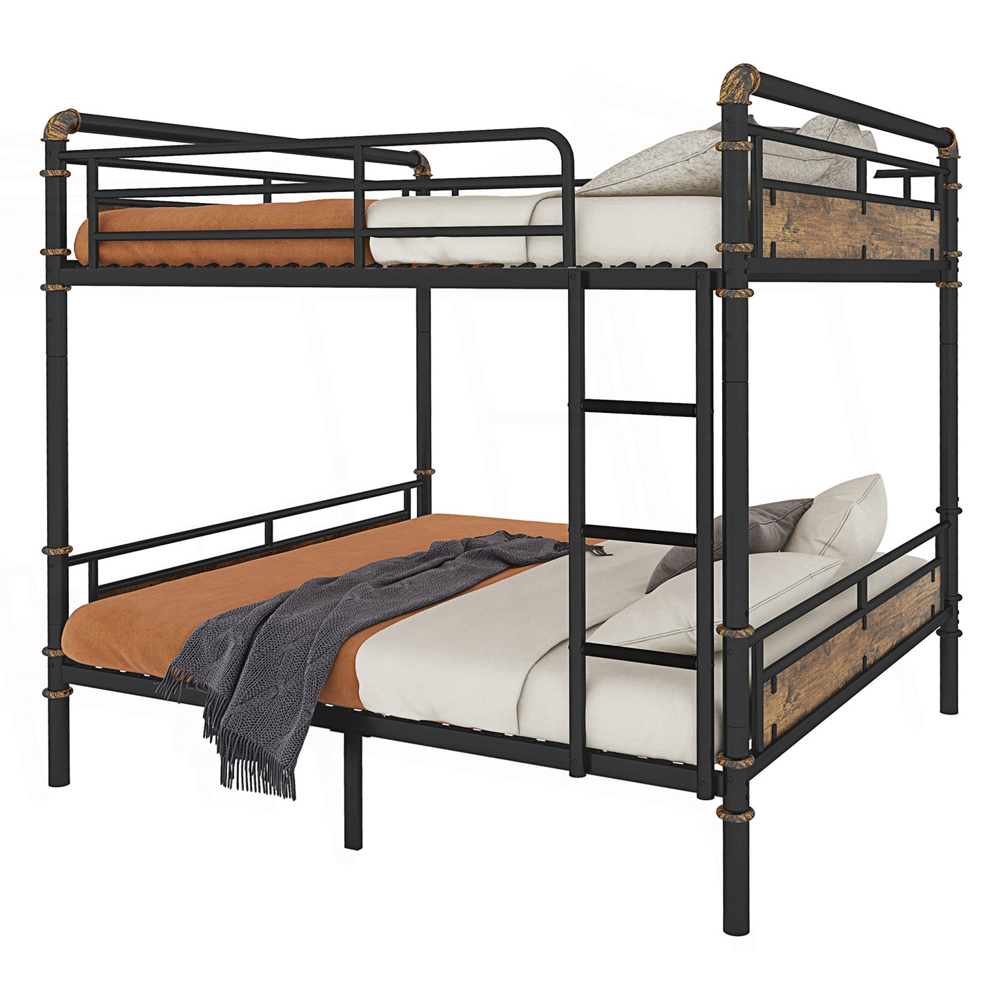 Mason & Marbles Metal Bunk Bed, Industrial Detachable Bunkbeds With ...