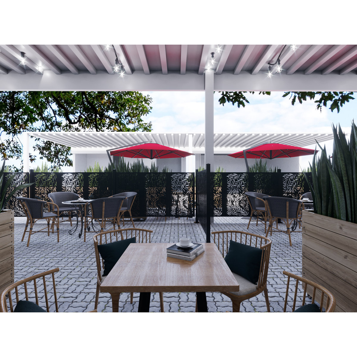 Porpora 4 ft. H x 6 ft. W Laser Cut Metal Privacy Screen Fence ...