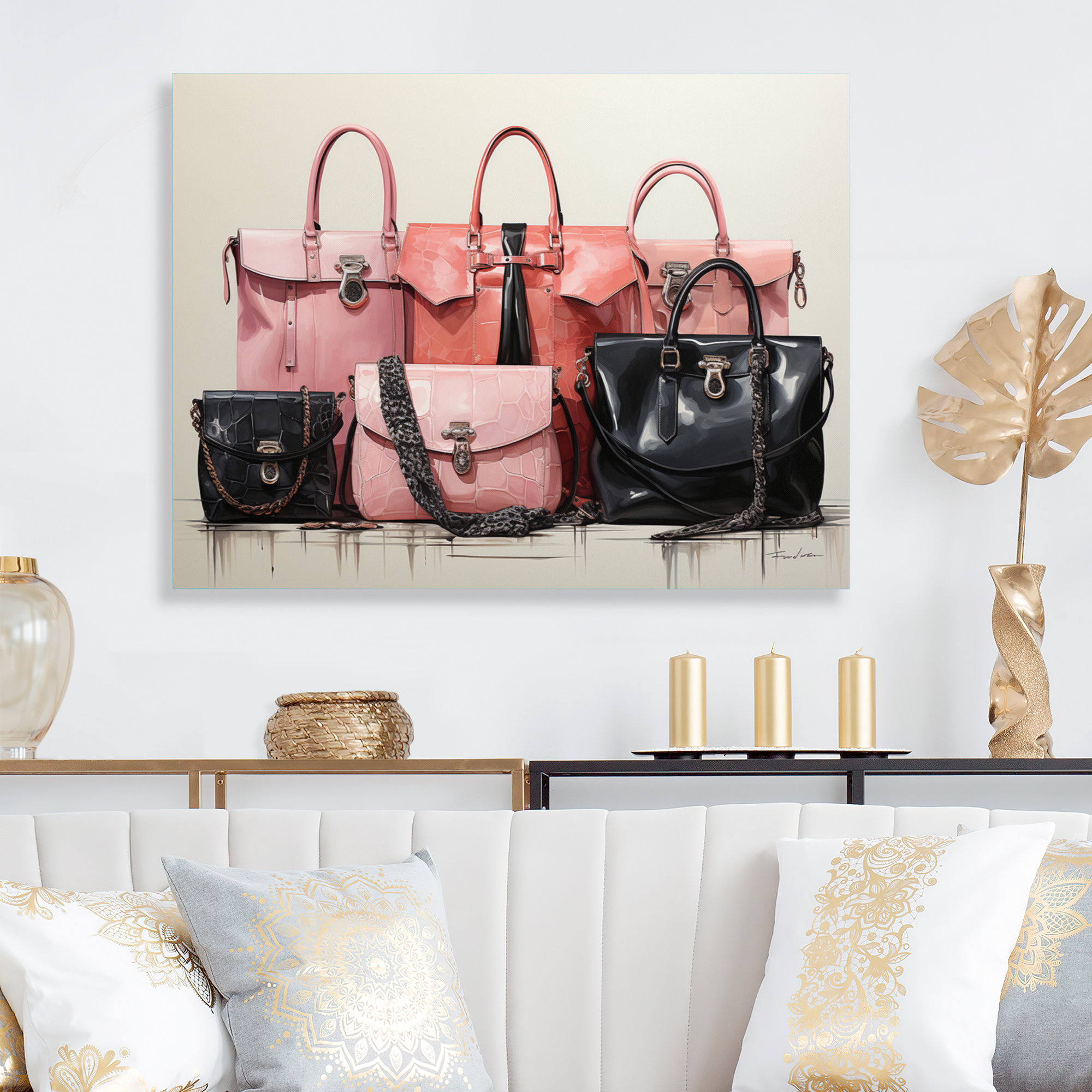 Rosdorf Park Pink Designer Bags Glamour IV - Fashion Metal Wall Decor ...