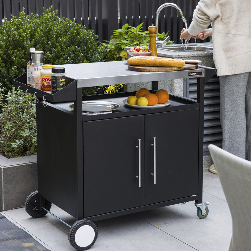 Outermust Grill Table Outdoor Kitchen Cabinet with built-in rear ...