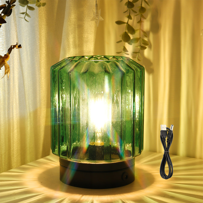 Everly Quinn Dagbjartur 8'' Green Battery Operated Table Lamp with 6H ...