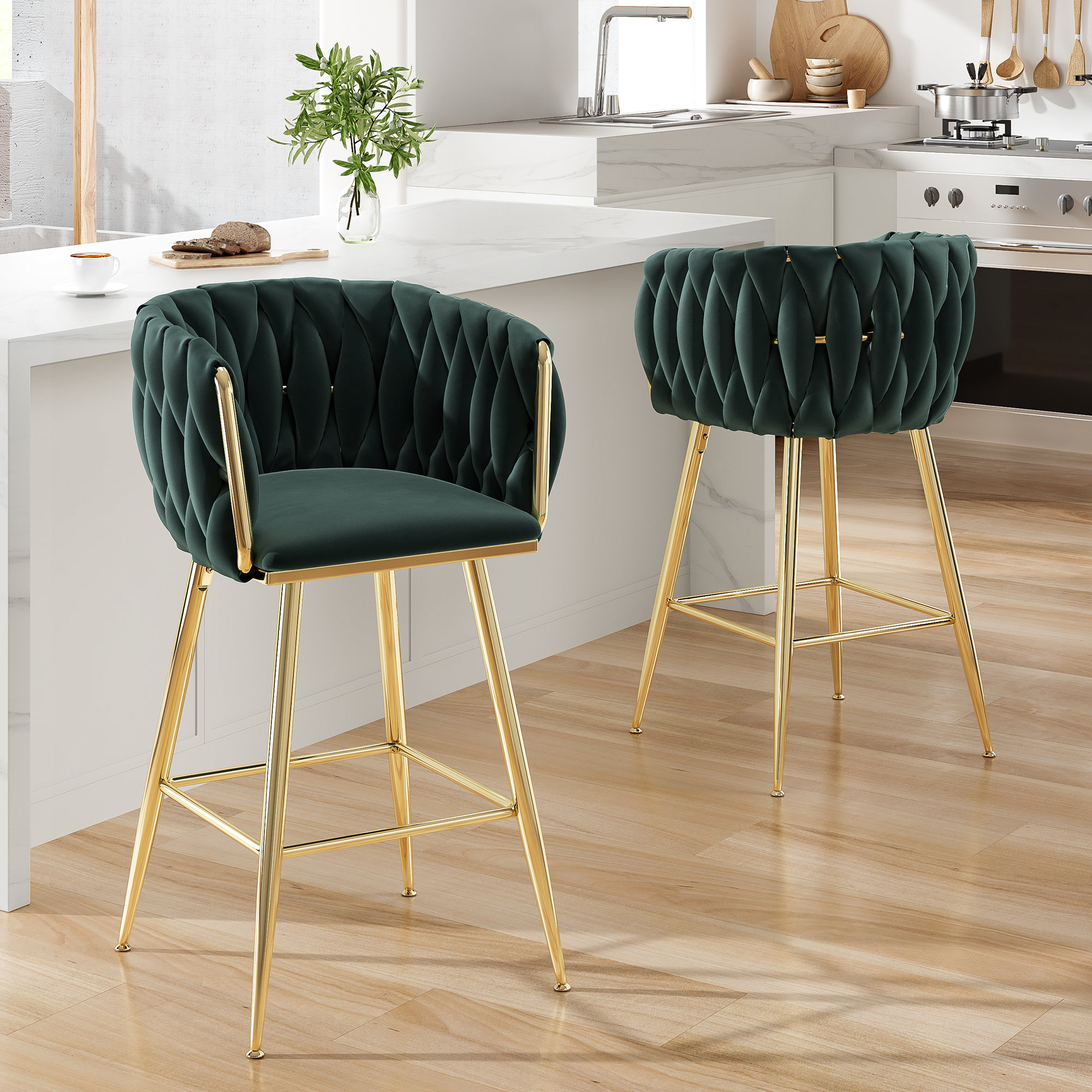 Everly Quinn Kristyn Upholstered 25.6'' Counter Stool With Metal Frame ...