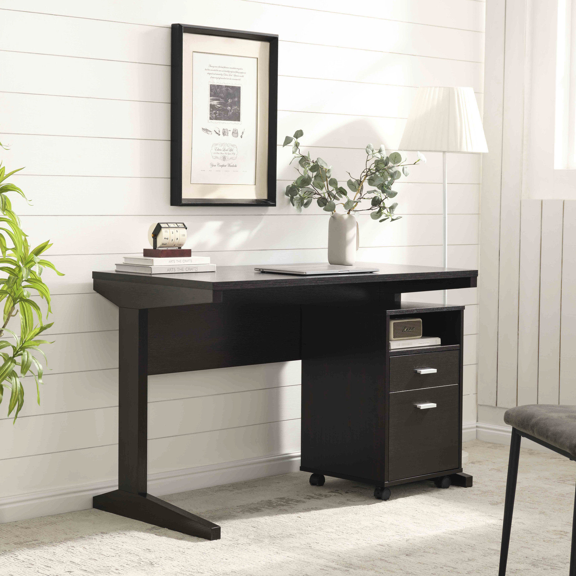 Latitude Run® Modesty Panel Desk With Detached Locking File Cabinet On ...