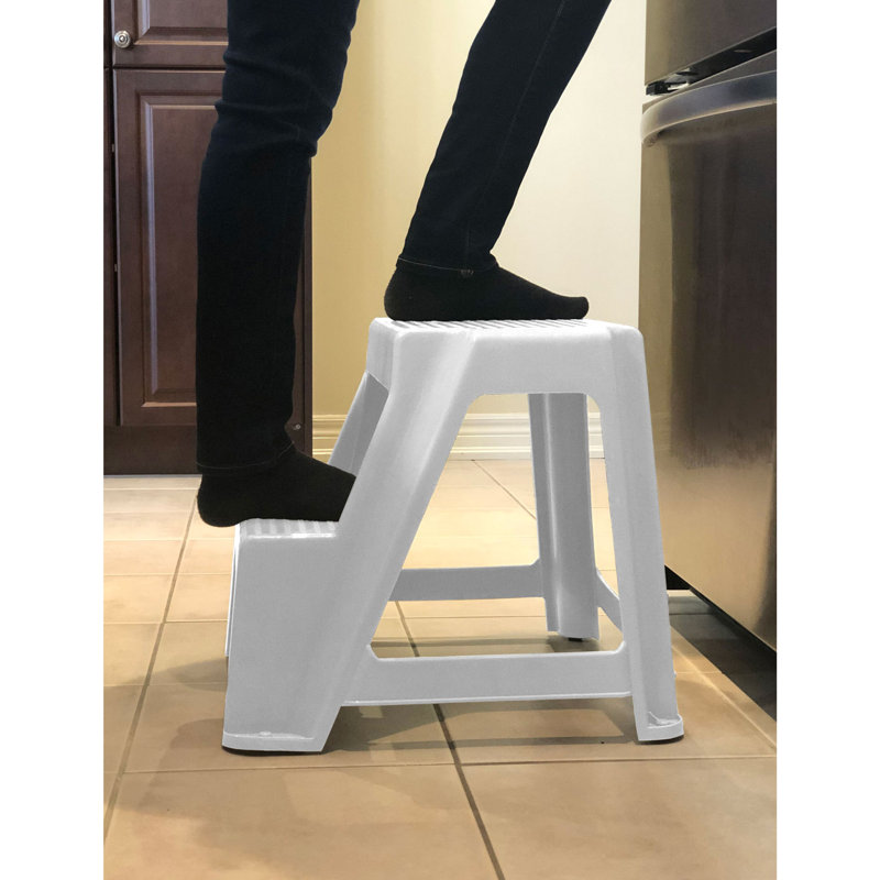 Gracious Living Storage 2 - Step Plastic Lightweight Step Stool ...