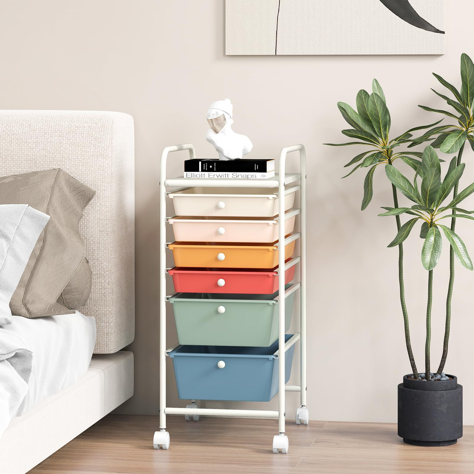 Latitude Run® 6-Drawer Rolling Storage Cart, Multifunctional Art Craft ...