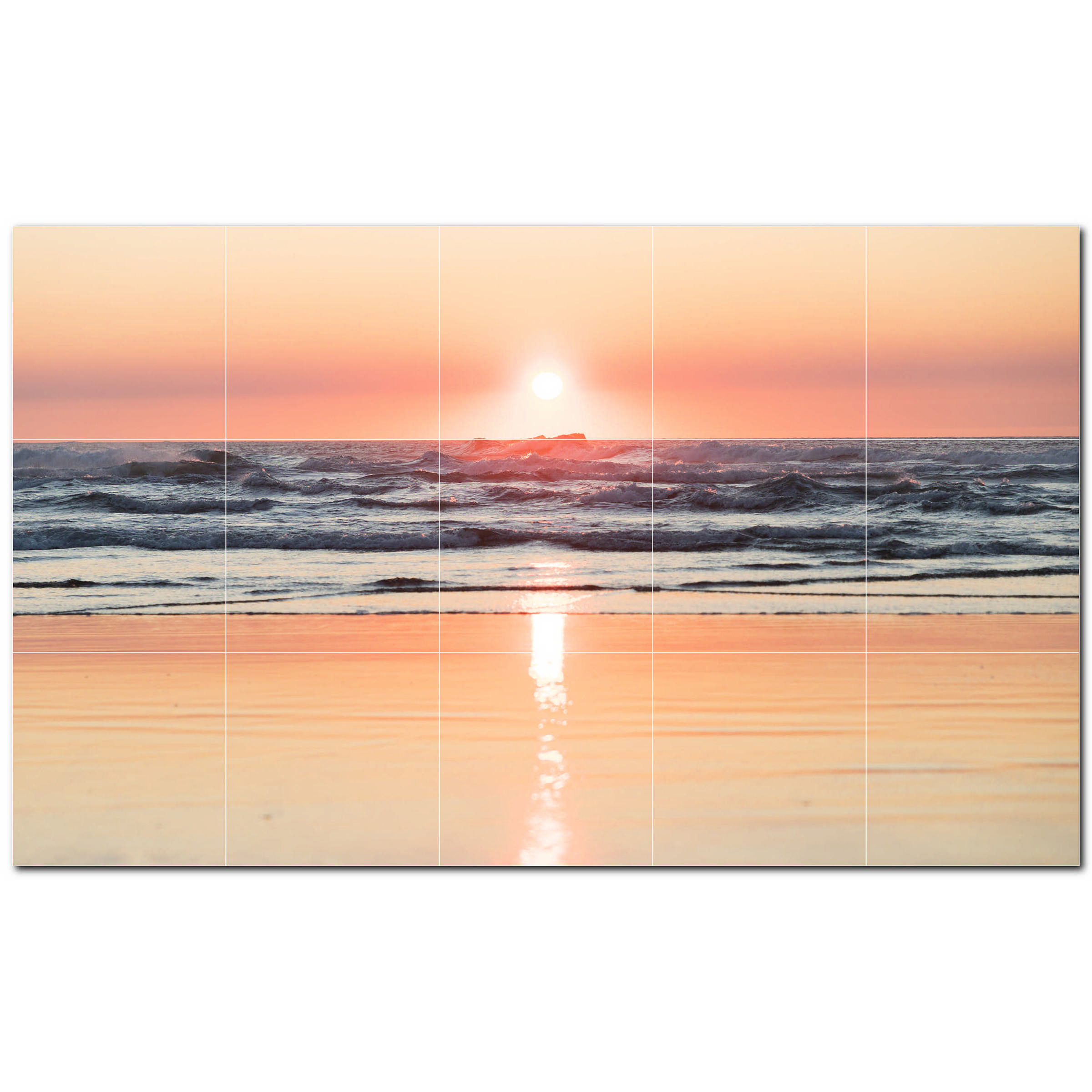 Picture-Tiles.com 21.25" x 12.75" Ceramic Sunset Photo Decorative Mural ...