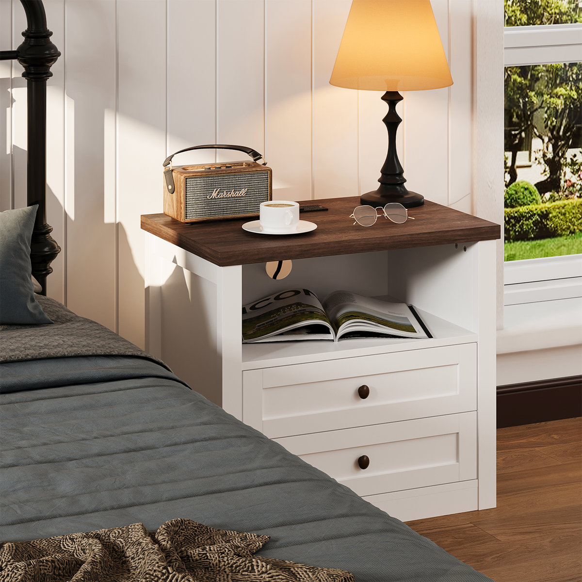 Winston Porter Modern Nightstands Set Of 2, Bedside Table With 2 ...