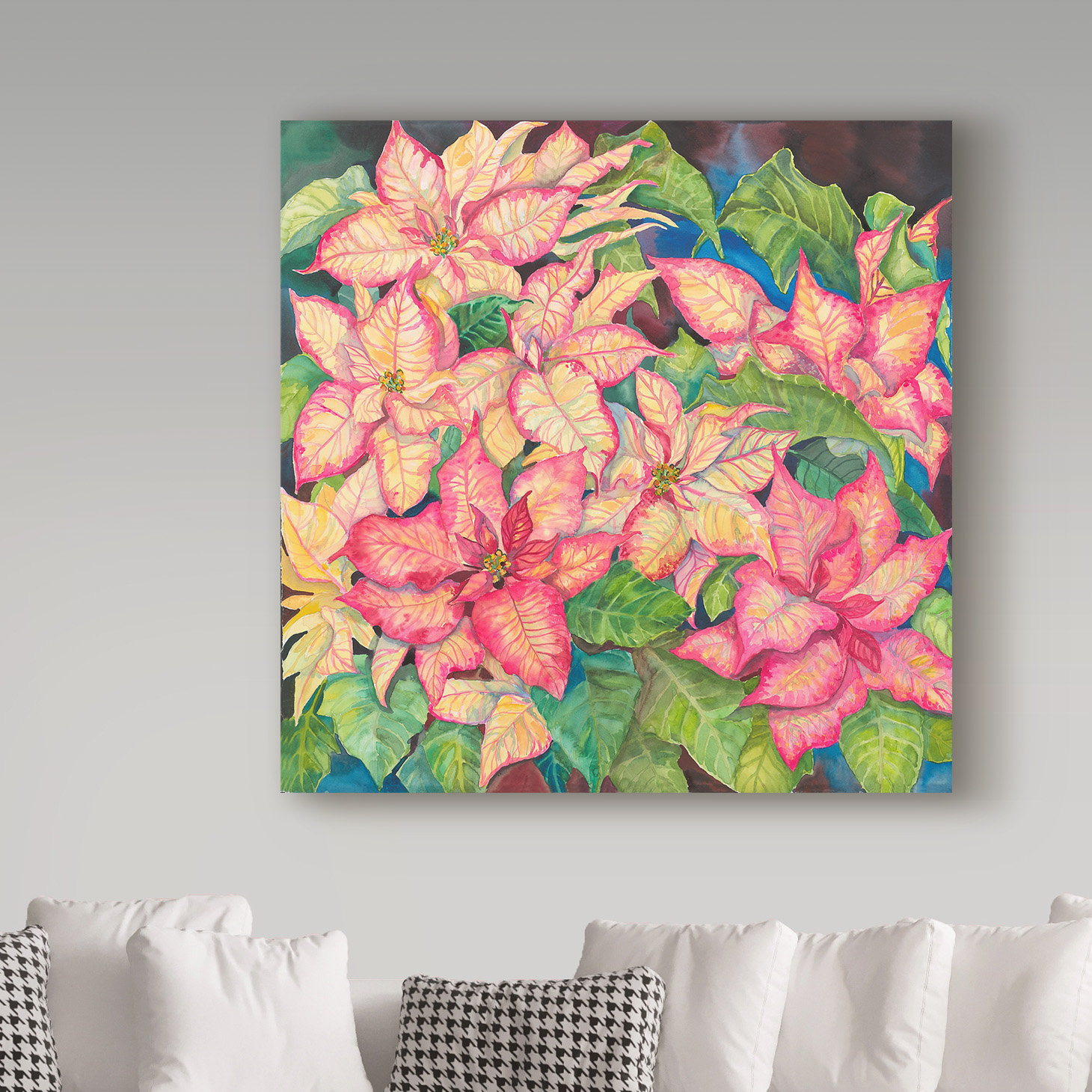 Trademark Fine Art 'Pink Variegated Poinsettia' Acrylic Painting Print ...