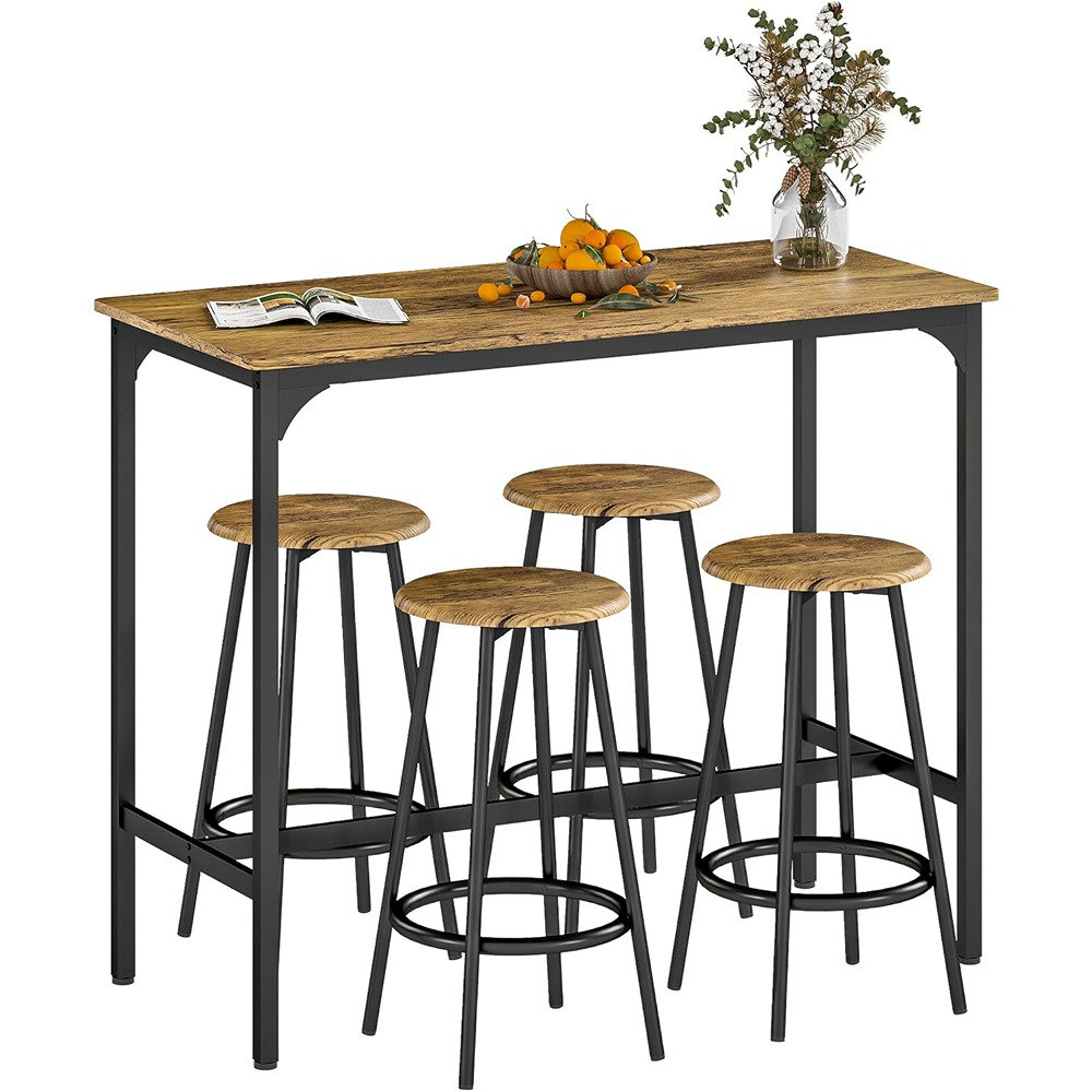 17 Stories 5-Piece Counter Height Bar Table Set, Rustic 43.25" Dining ...