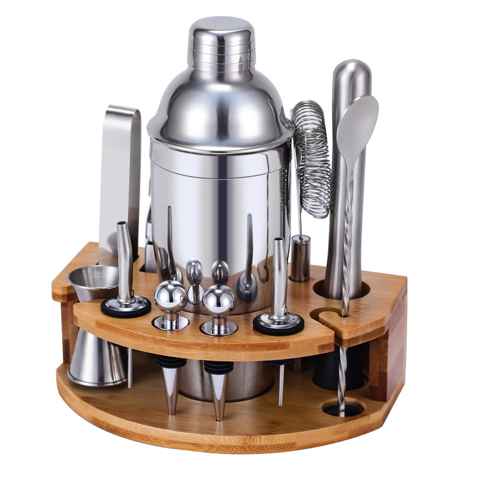 Latitude Run® Cocktail Shaker Set Bartender Kit With Stand, 12 Piece ...