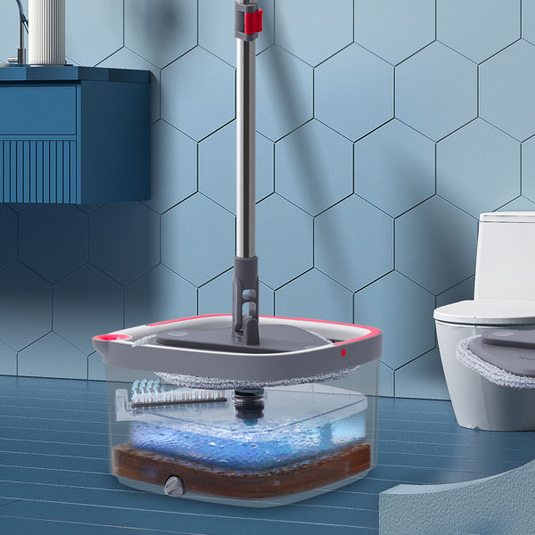 True & Tidy True Clean Mop & Bucket System with Silicone Floor Sweeper ...