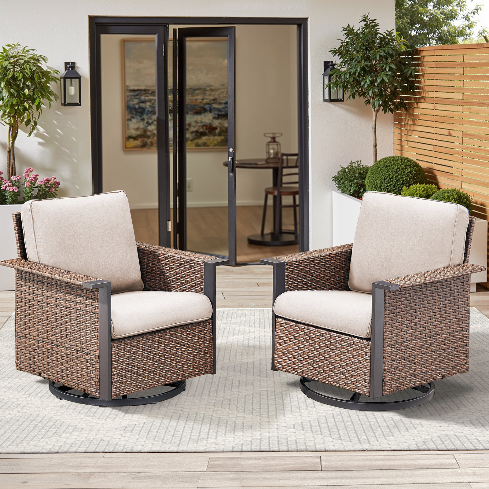 Highland Dunes Outdoor Swivel Rocker Patio Chairs - All-Weather Patio ...