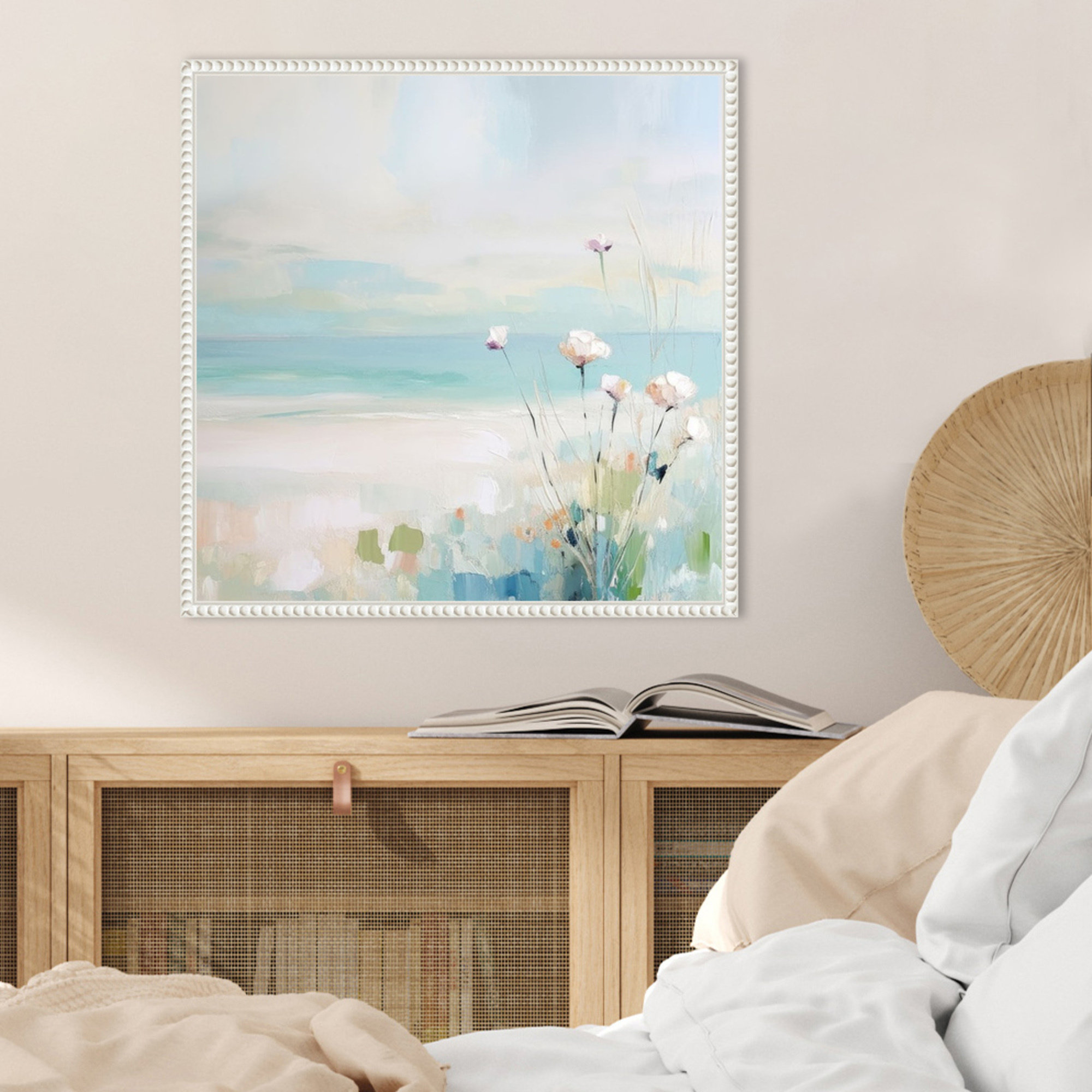 Ebern Designs Blue Abstract Beach I by Irena Orlov Framed Canvas Wall ...