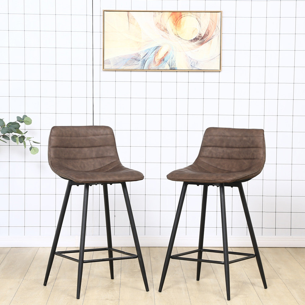 Corrigan Studio® Bar Stools Set Of 2, Barstools - Industrial Pu Bar ...