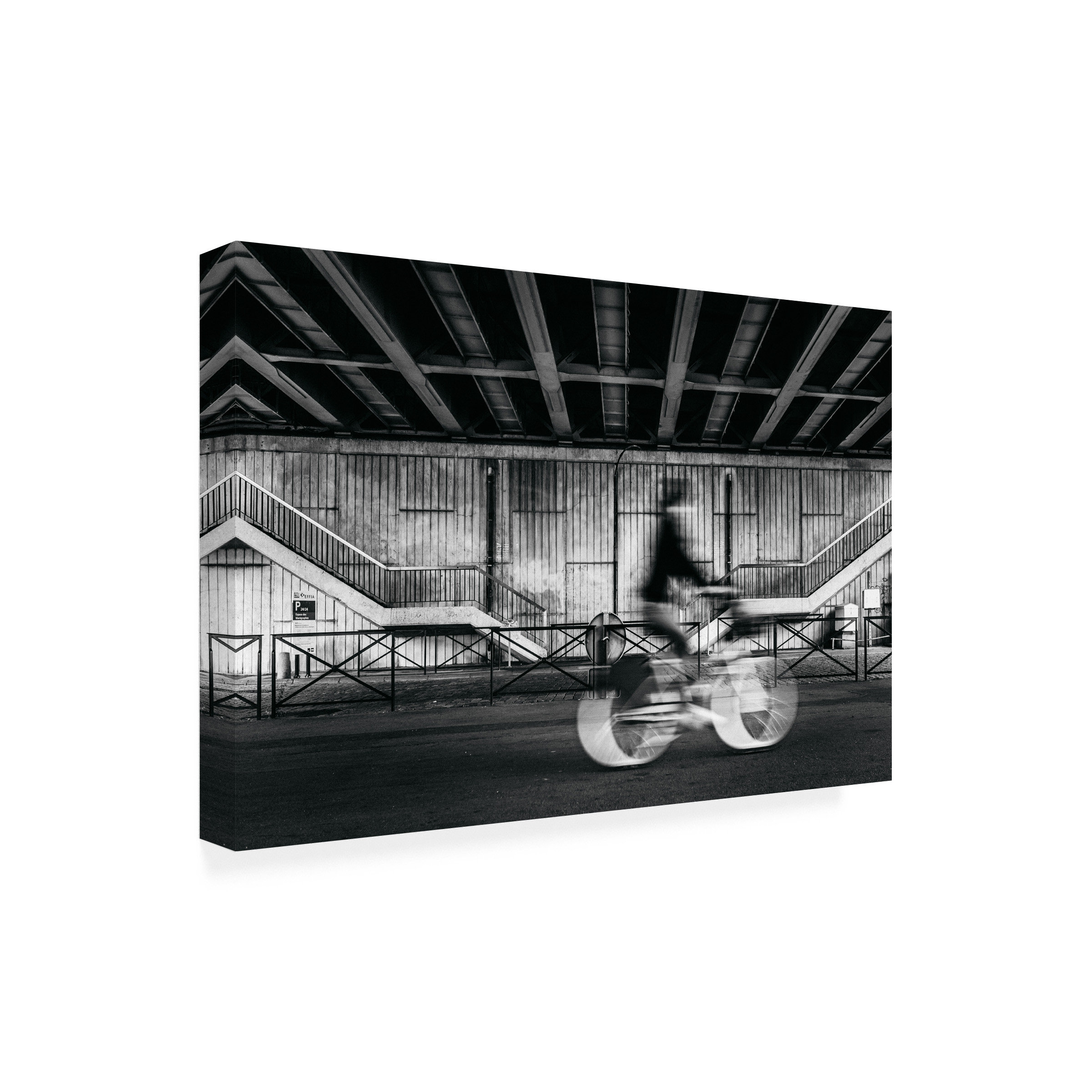 Ebern Designs Boris Hristov Cyclist In Foggy Street Canvas Art ...