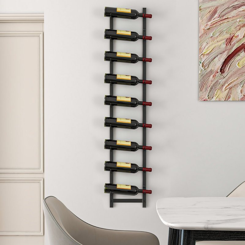 Prep & Savour 9 Bottle Wall Mounted Wine Bottle Rack in Black | Wayfair