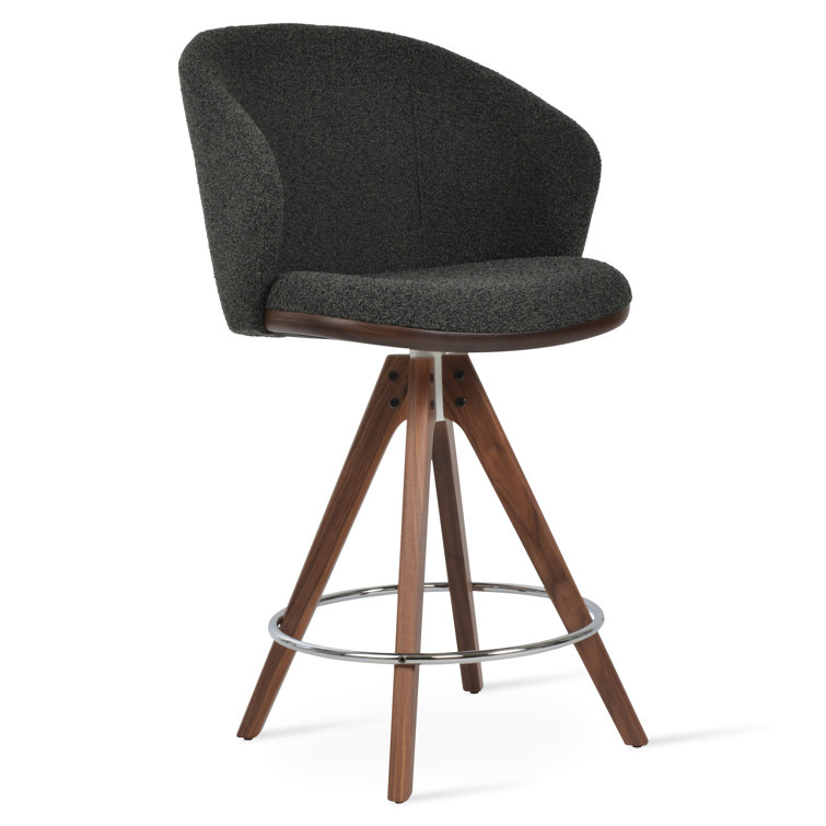 sohoConcept Athena Pyramid Counter & Bar Stool in Black Boucle | Wayfair