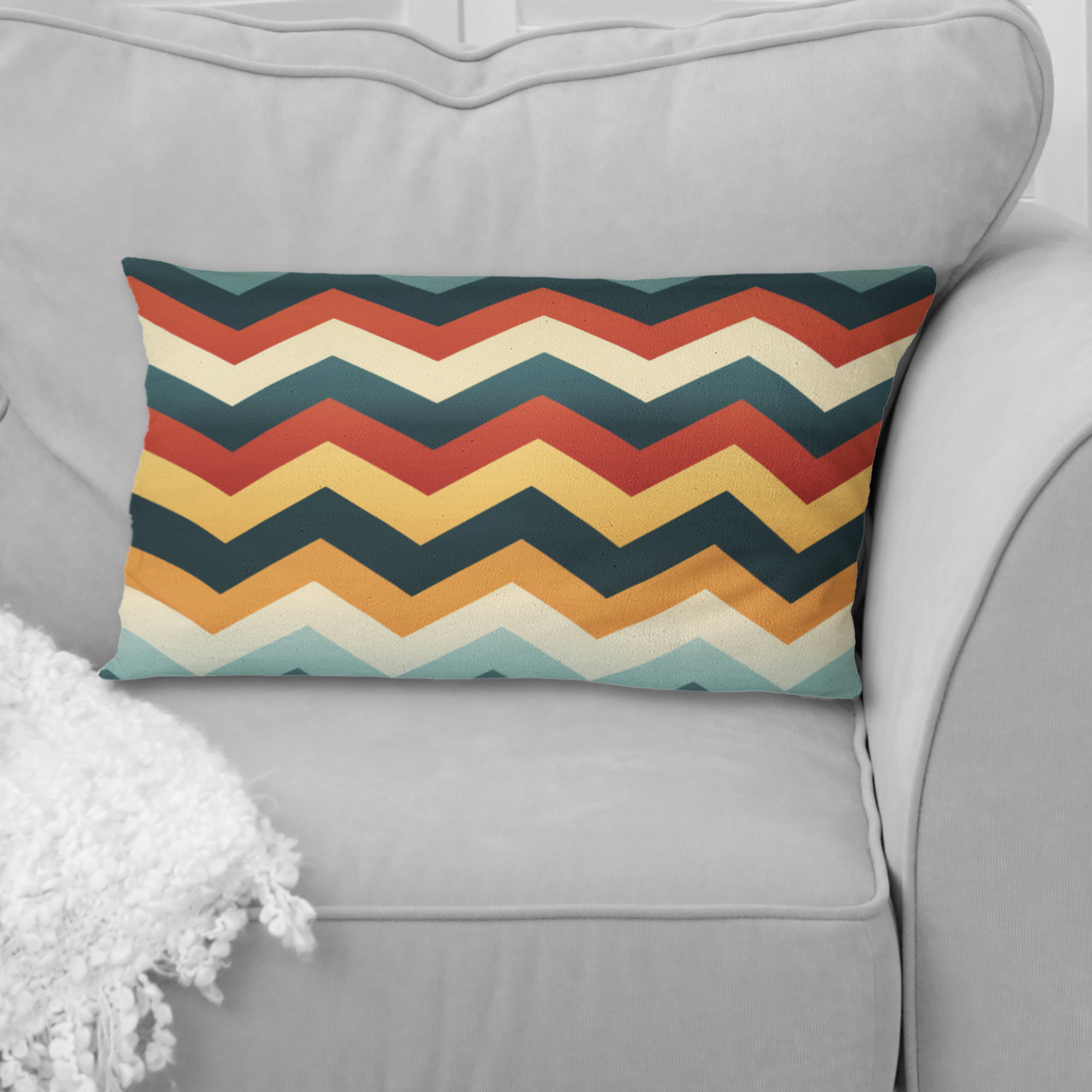 Design Art Retro Revival Chevron Pattern - Throw PillowAbstract Coral ...