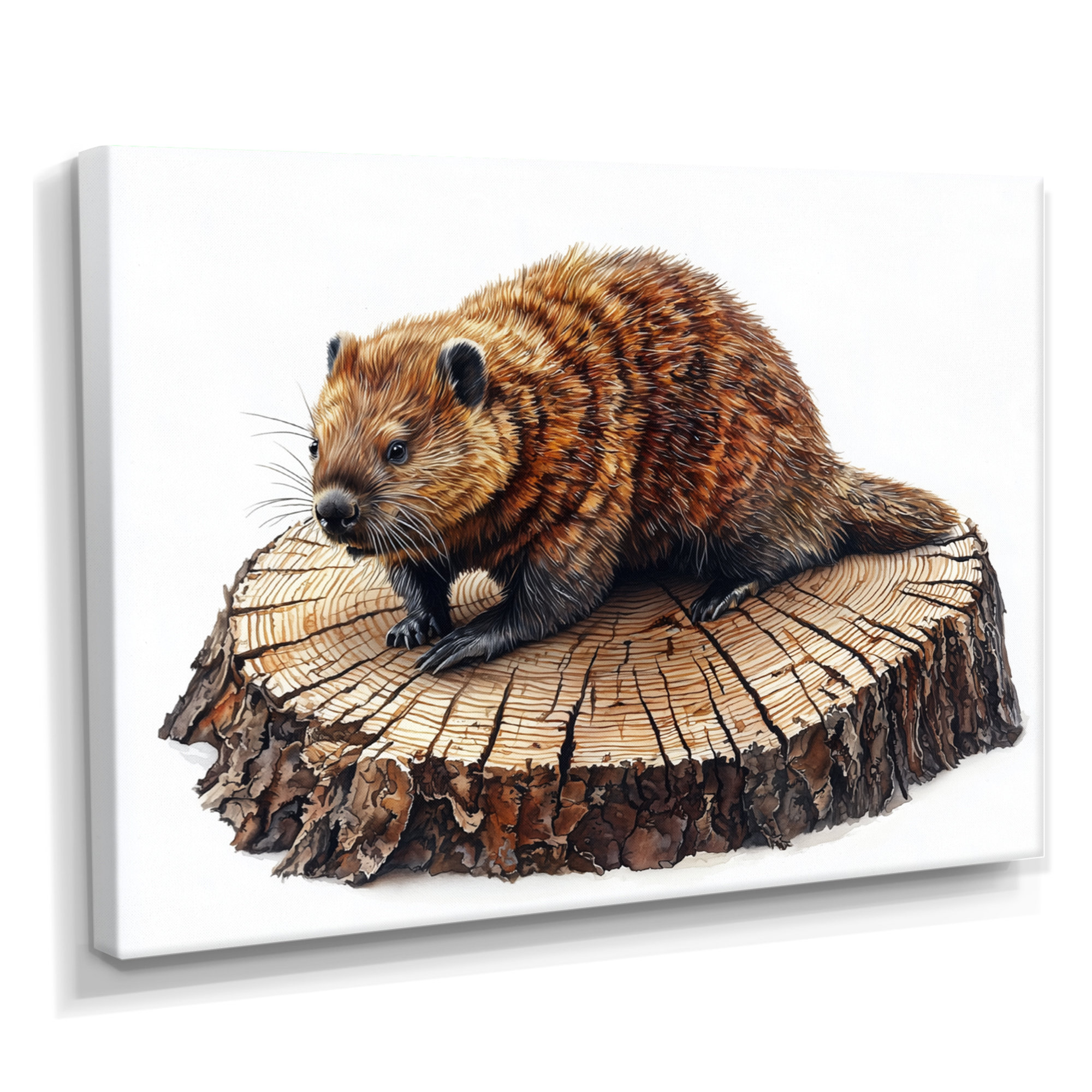 Ophelia & Co. Beaver Portrait On A Wooden Slide II - Animals Large Wall ...