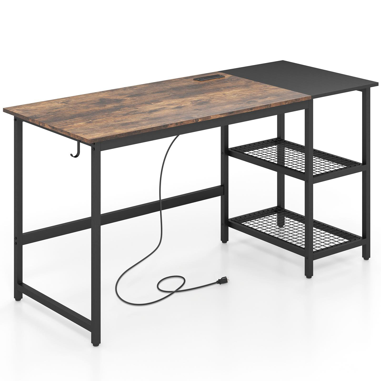 Giantex 59” Computer Desk W/removable Storage Shelves, Industrial ...