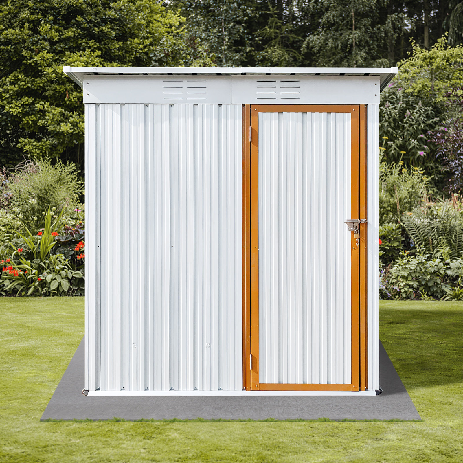 JUMMICO 3 ft. W x 5 ft. D Galvanized Steel Lean-To Storage Shed ...