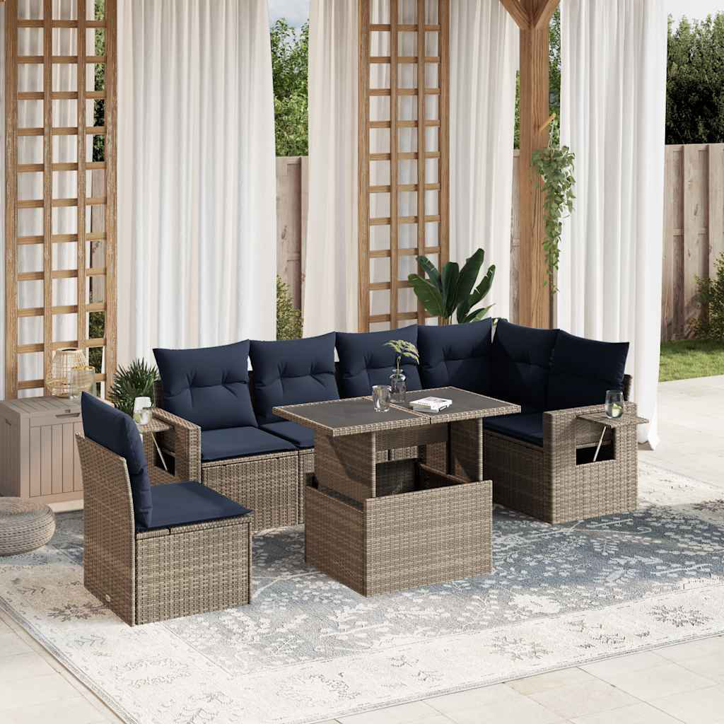 Latitude Run® 7 Piece Patio Sofa Set With Cushions Poly Rattan | Wayfair