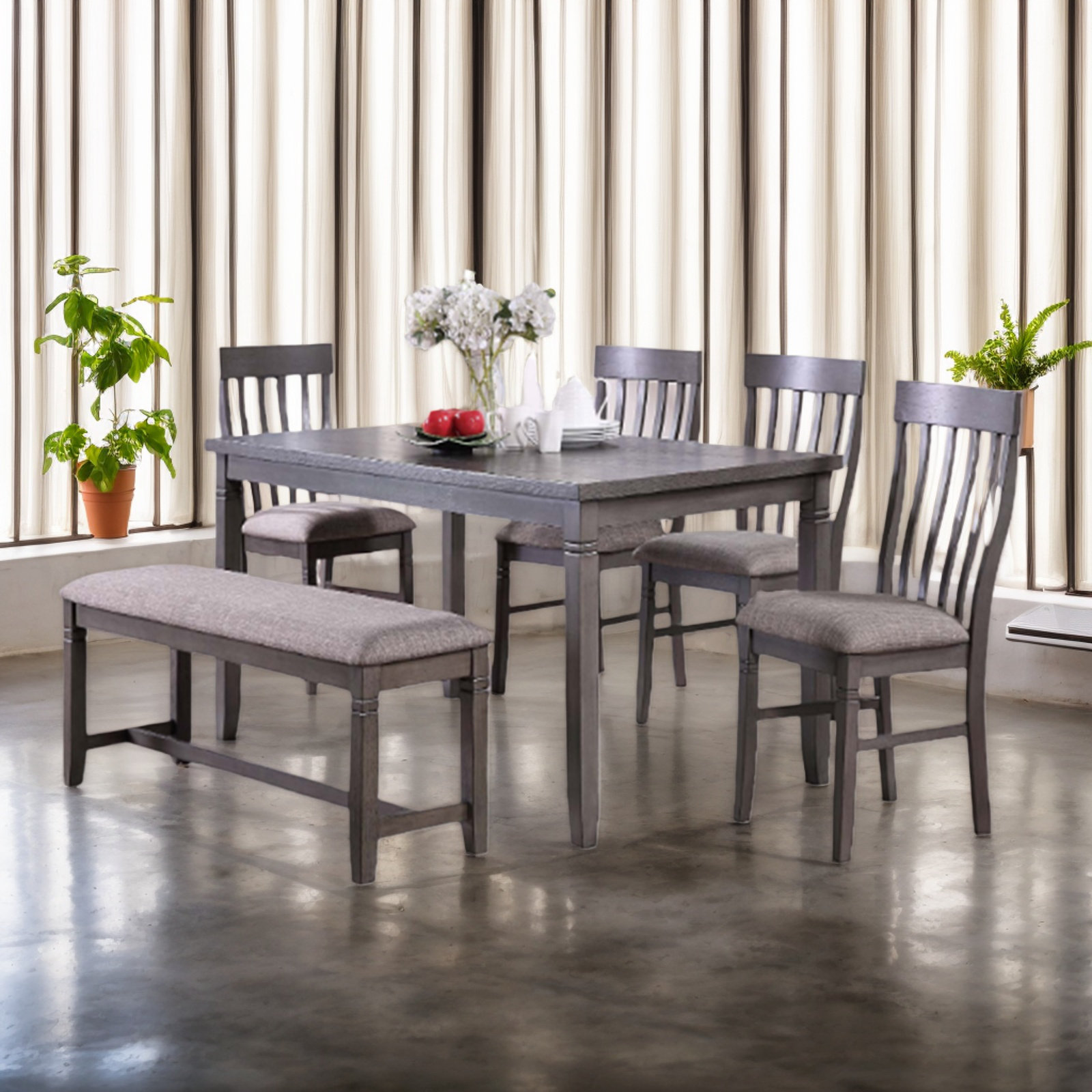 Alcott Hill® 60" Dining Room Table Set for 6 with Bench–Kitchen Table ...