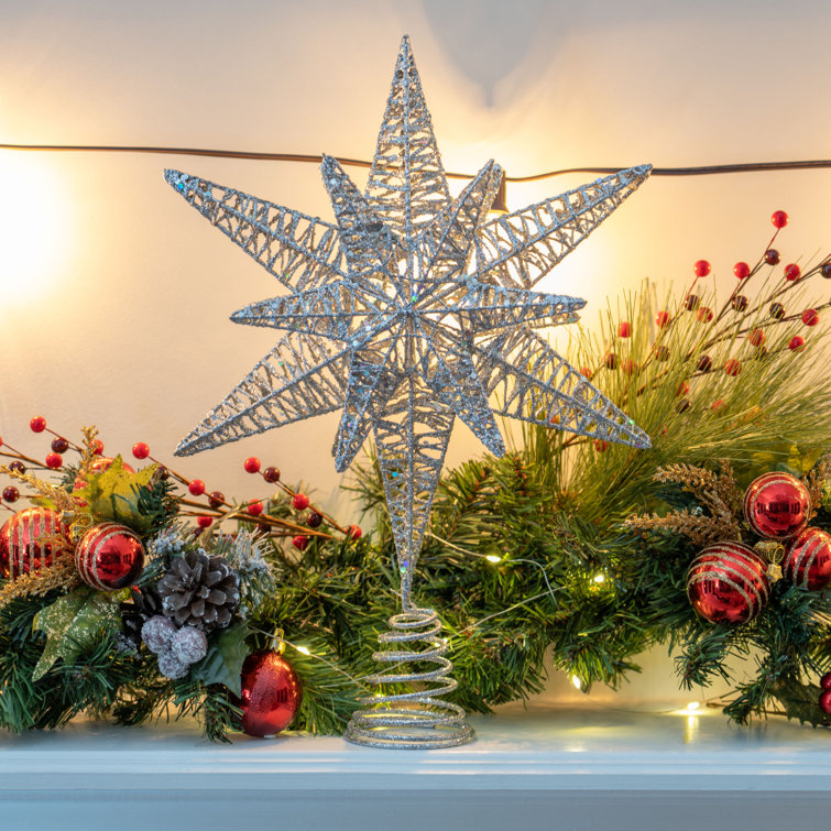 The Holiday Aisle® Silver Star Tree Topper – Christmas Silver 3D ...