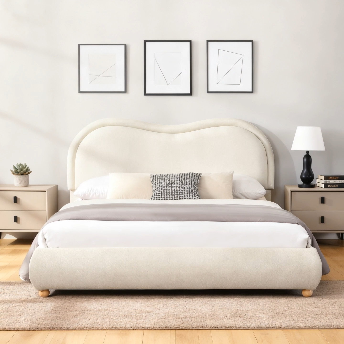 Red Barrel Studio® Upholstered Platform Bed Frame with Rounded Corners ...