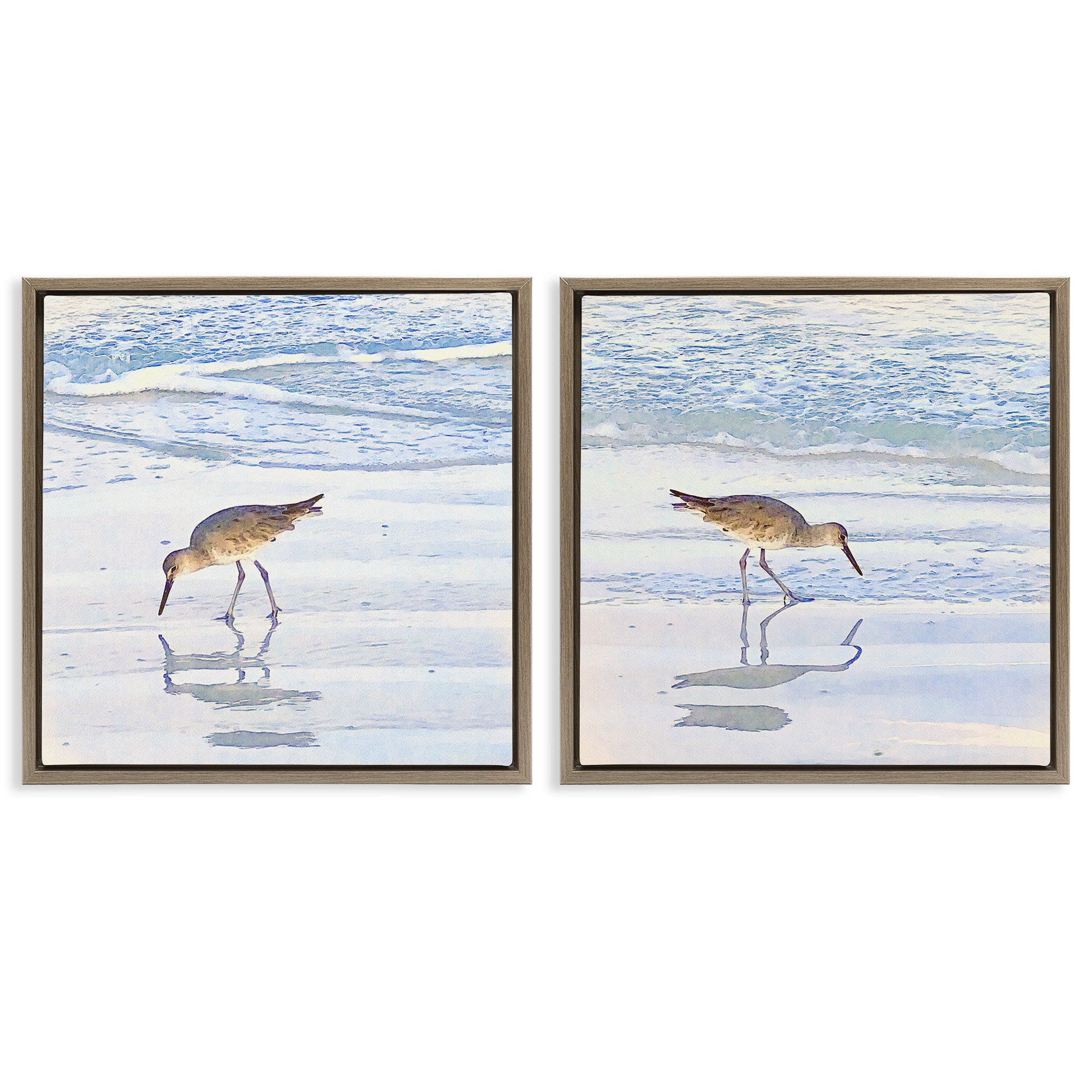 Dovecove Seaside Sandpiper Birds 2 PC Framed Floater Canvas Set by ...