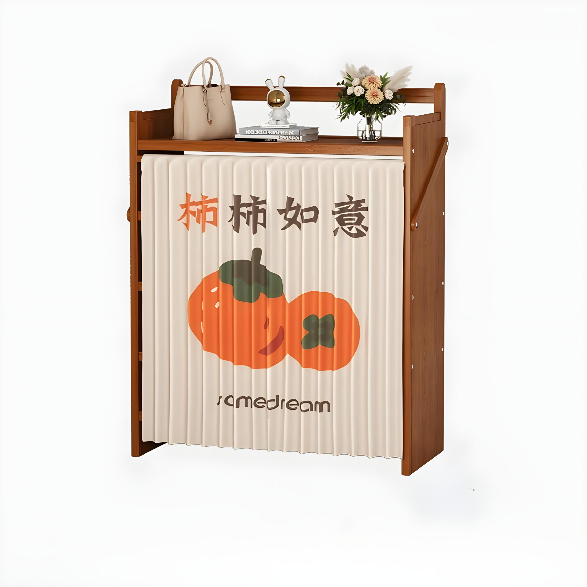 Gracie Oaks Foldable Bamboo Shoe Rack With Dust-Proof Curtain – Multi ...