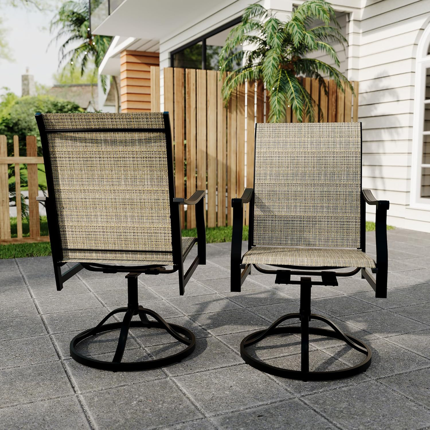 Lark Manor™ Patio Swivel Dining Chairs Textilene High Back Set of 2 ...