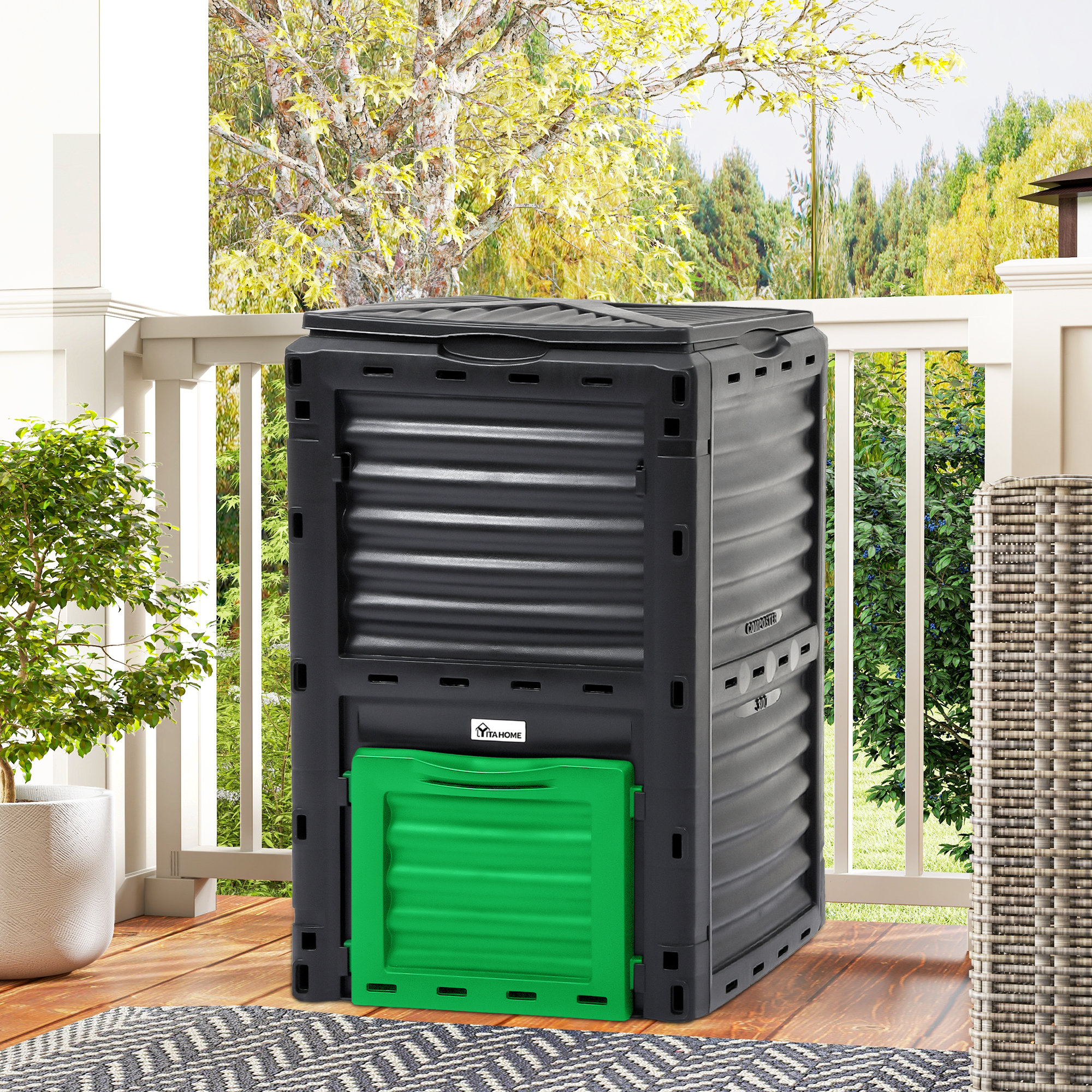 YITAHOME 80 Gal. Plastic Outdoor Stationary Composter & Reviews | Wayfair