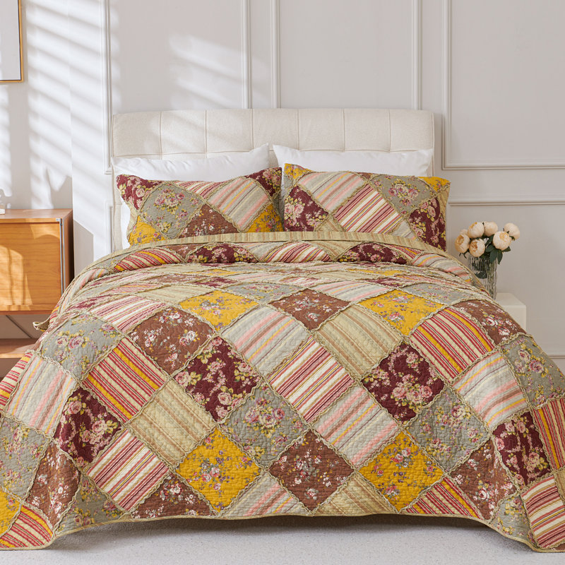 Evenhug Antique Colorful 100% Cotton Reversible 3 Piece Quilt Set ...