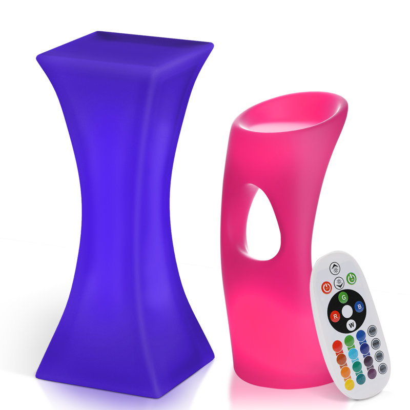 Wrought Studio™ LED Light Up Bar Stool and Table 2 Piece Set ,1 Stool ...