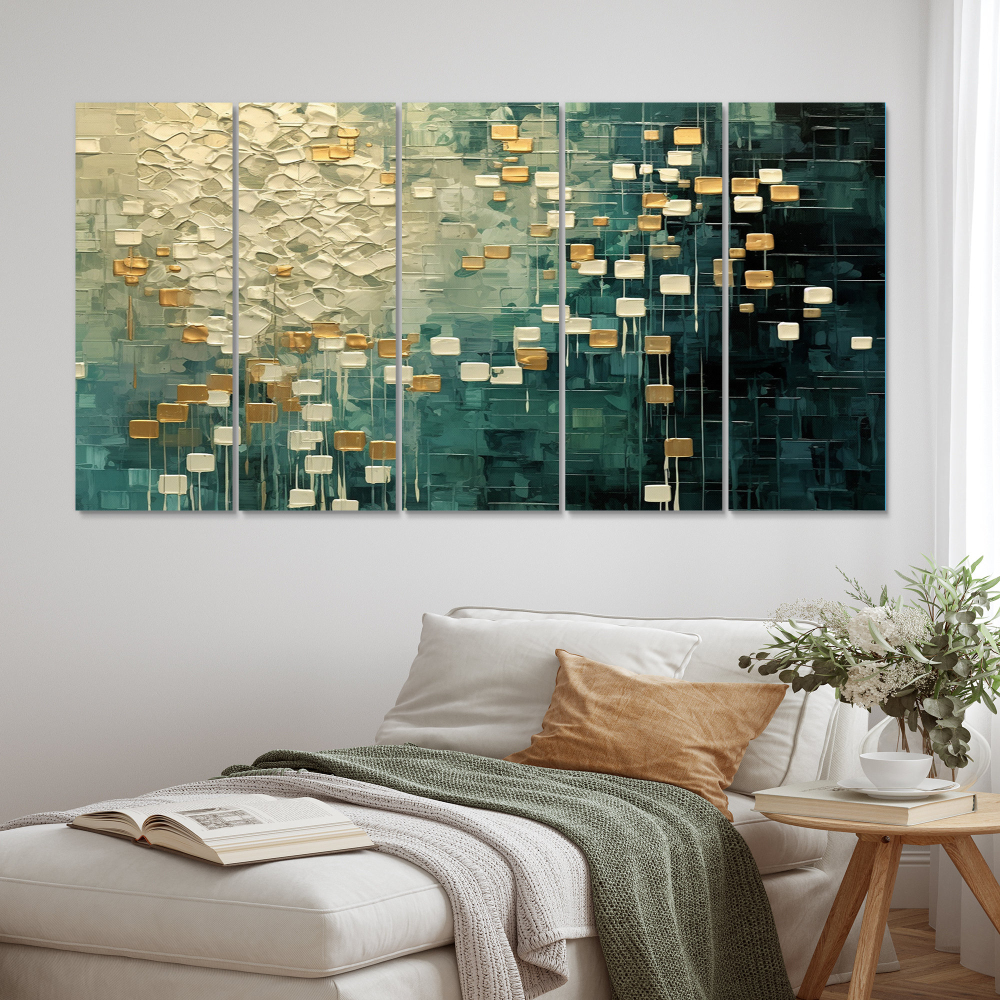 Design Art Rebirth Retro Abstract In Vintage Gold I - Abstract Canvas ...