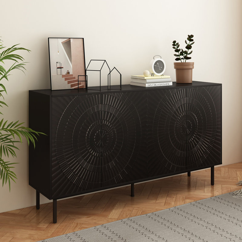 Latitude Run® Modern Black Wood Sideboard | Wayfair