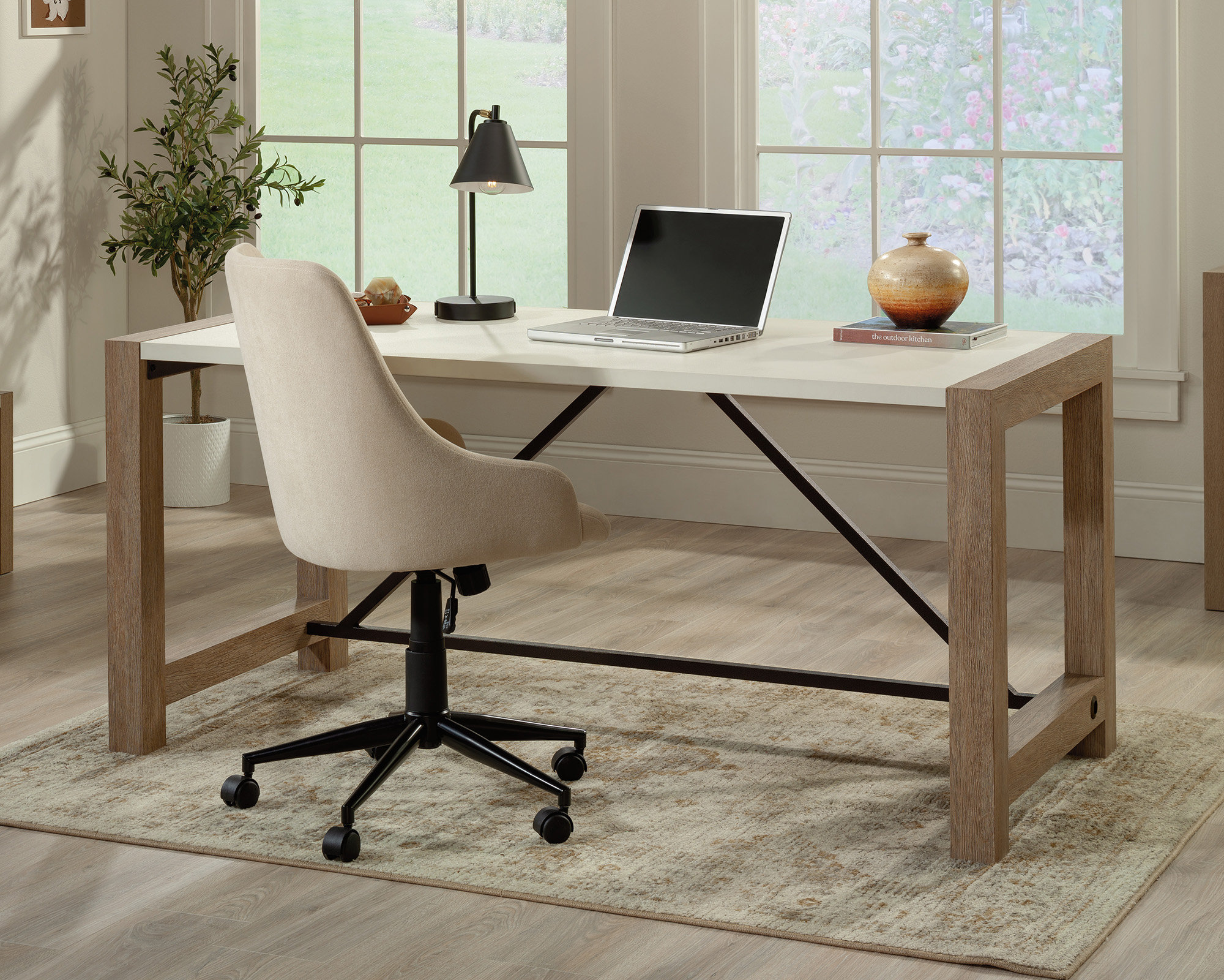 Latitude Run® Executive Business Desk in Brushed Oak | Wayfair