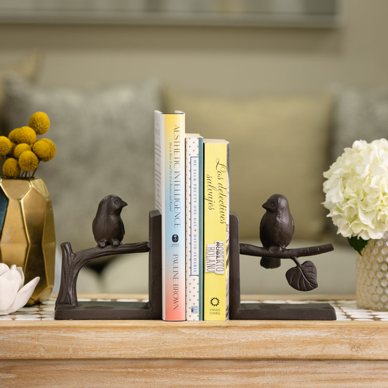 Red Barrel Studio® Birds on Branch Iron Bookends Set & Reviews | Wayfair