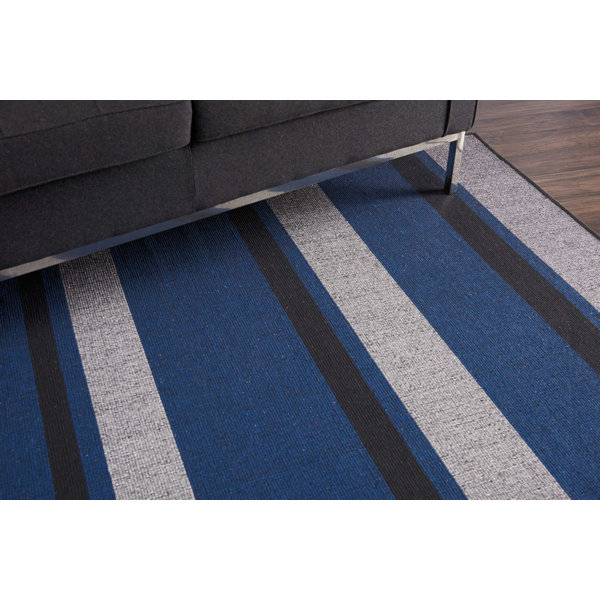 Calvin Klein San Diego Striped Handwoven Flatweave Cobalt Blue/Black ...