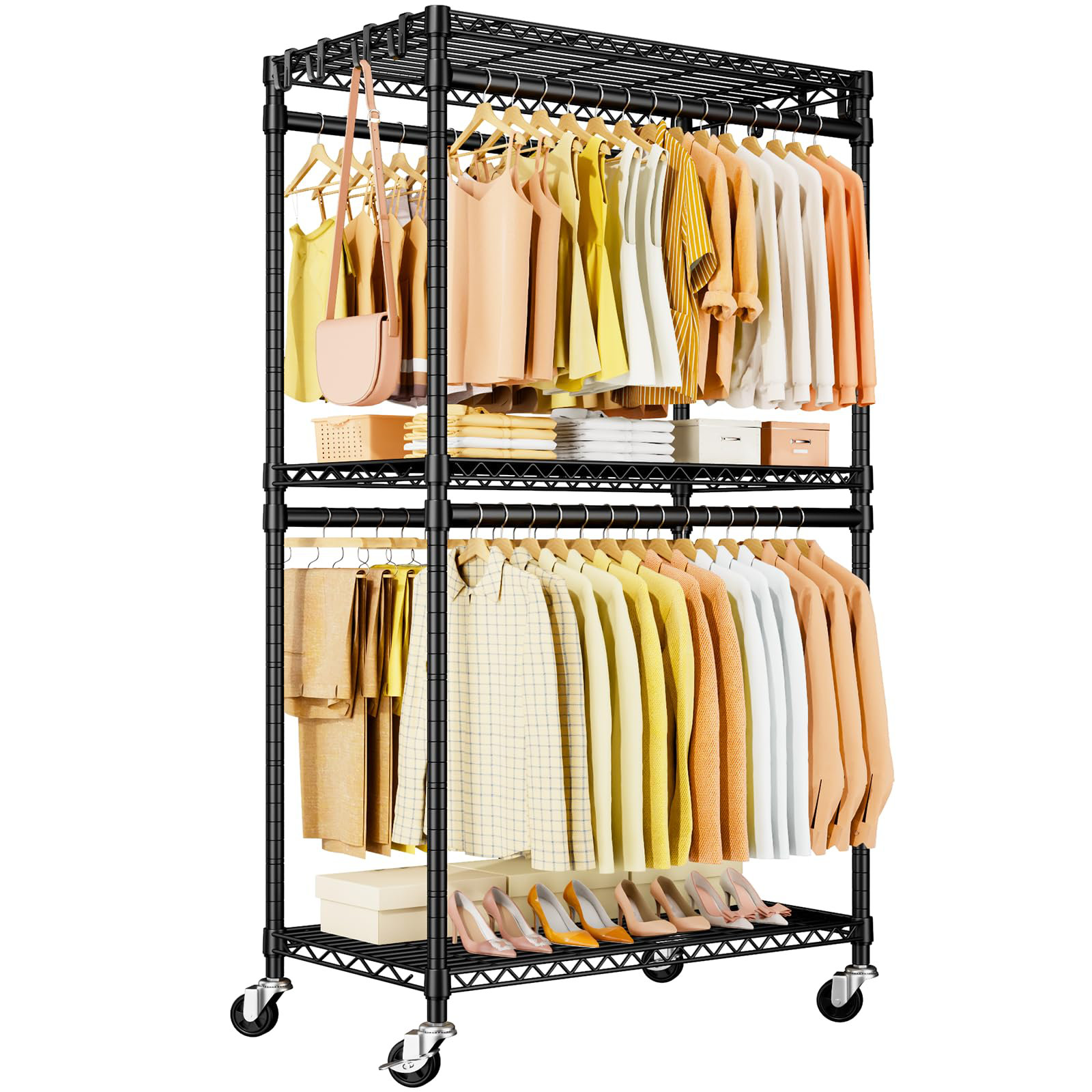IDOLOB P5 Heavy Duty Rolling Hanger for Hanging Clothes, Garment Rack ...