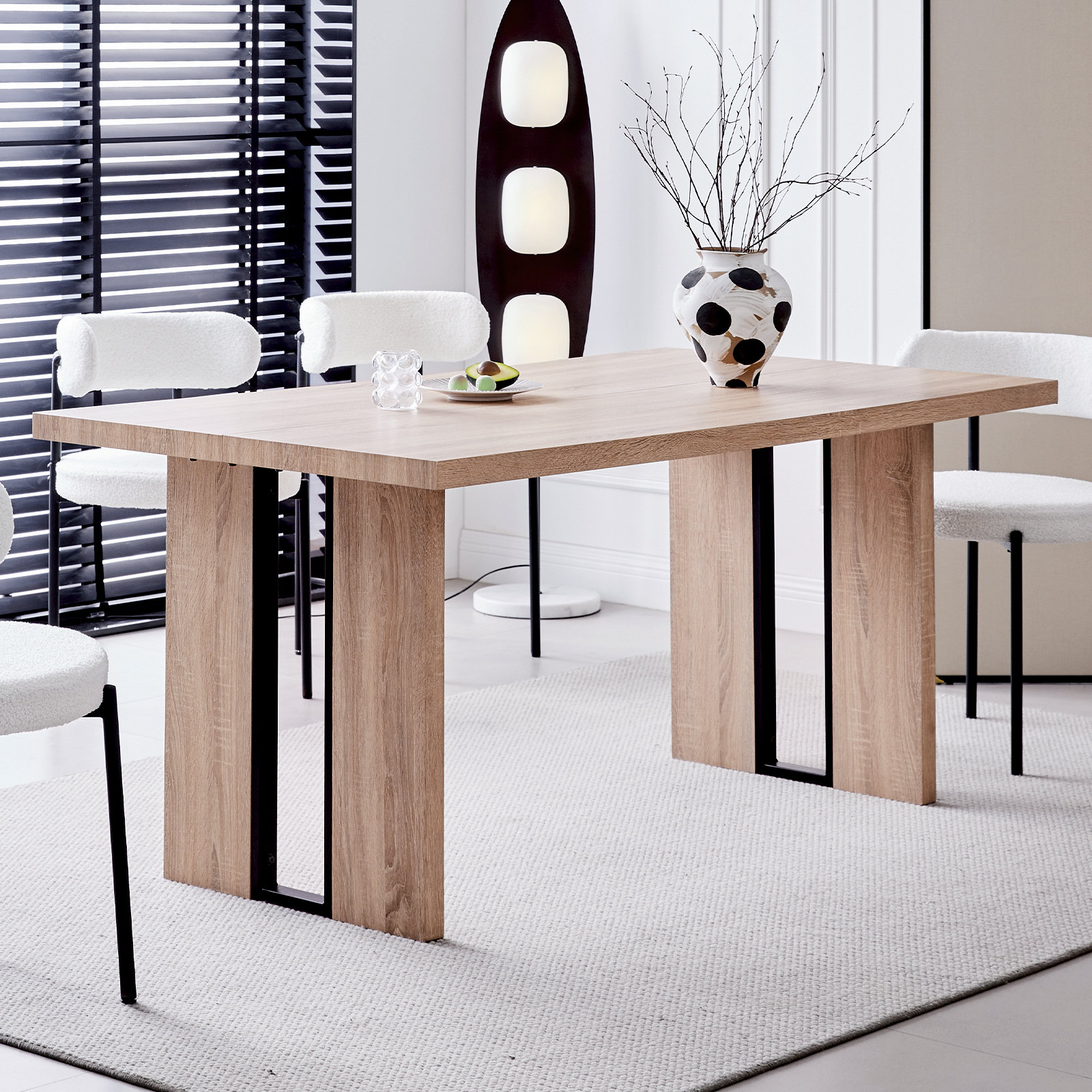 17 Stories 63Inch Rectangle Wood Dining Table For Kitchen, Natural ...