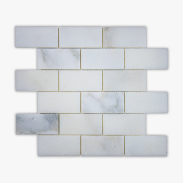 Direct Stone Source Calacatta 12" x 12" Marble Brick Joint Mosaic Wall ...