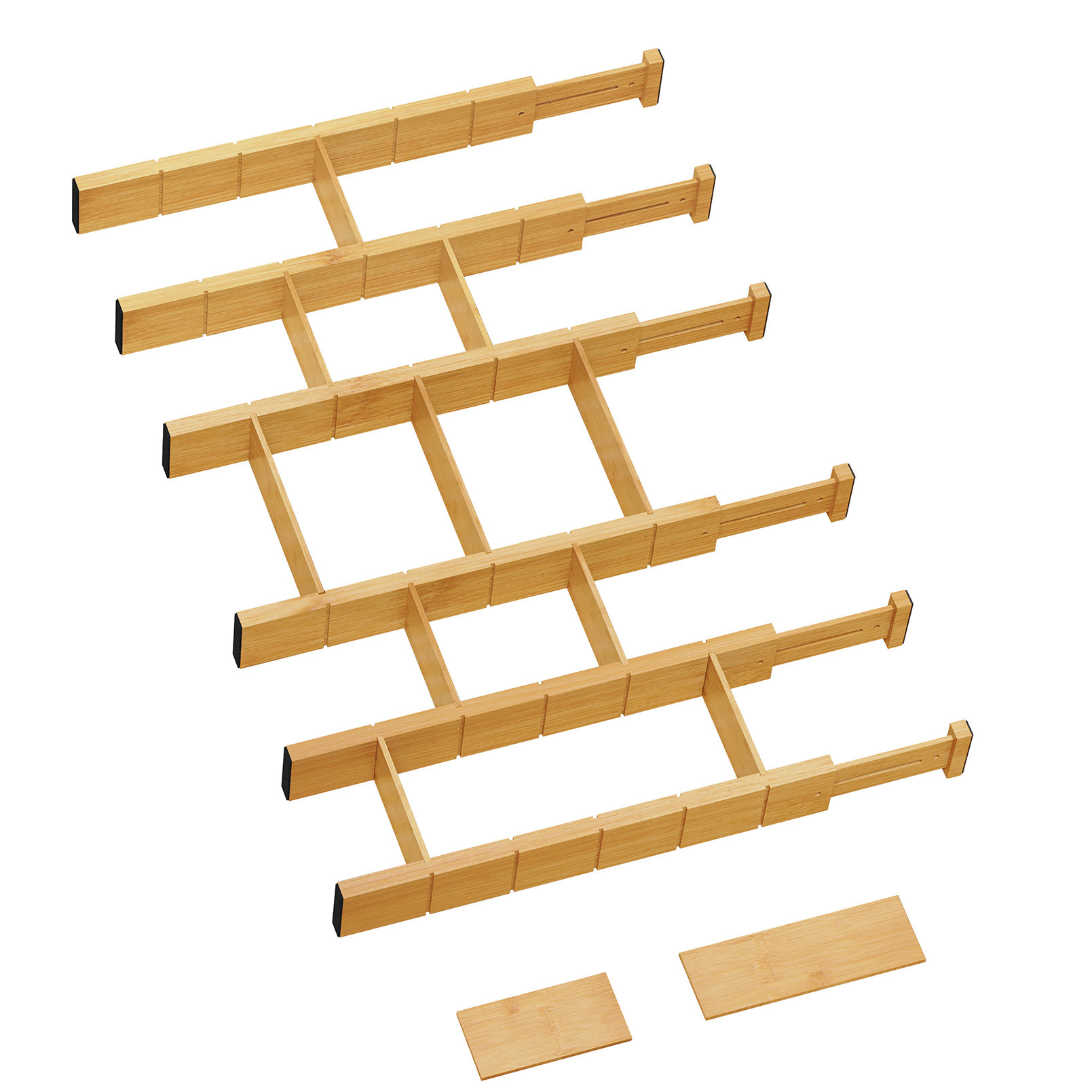 SpaceAid Bamboo Drawer Dividers with Inserts and Labels - Adjustable ...